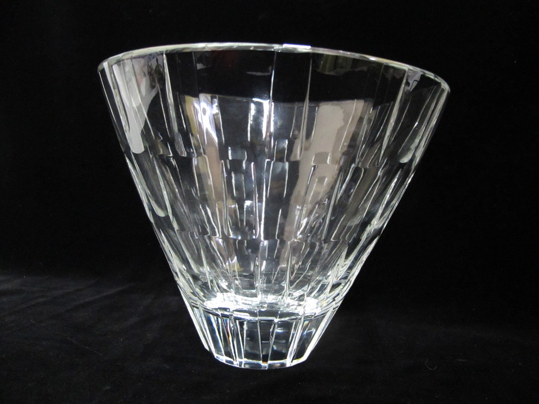 Large STUART Clear Geometric Art Cut Glass Crystal CONICAL 6 3/4" Bowl ...