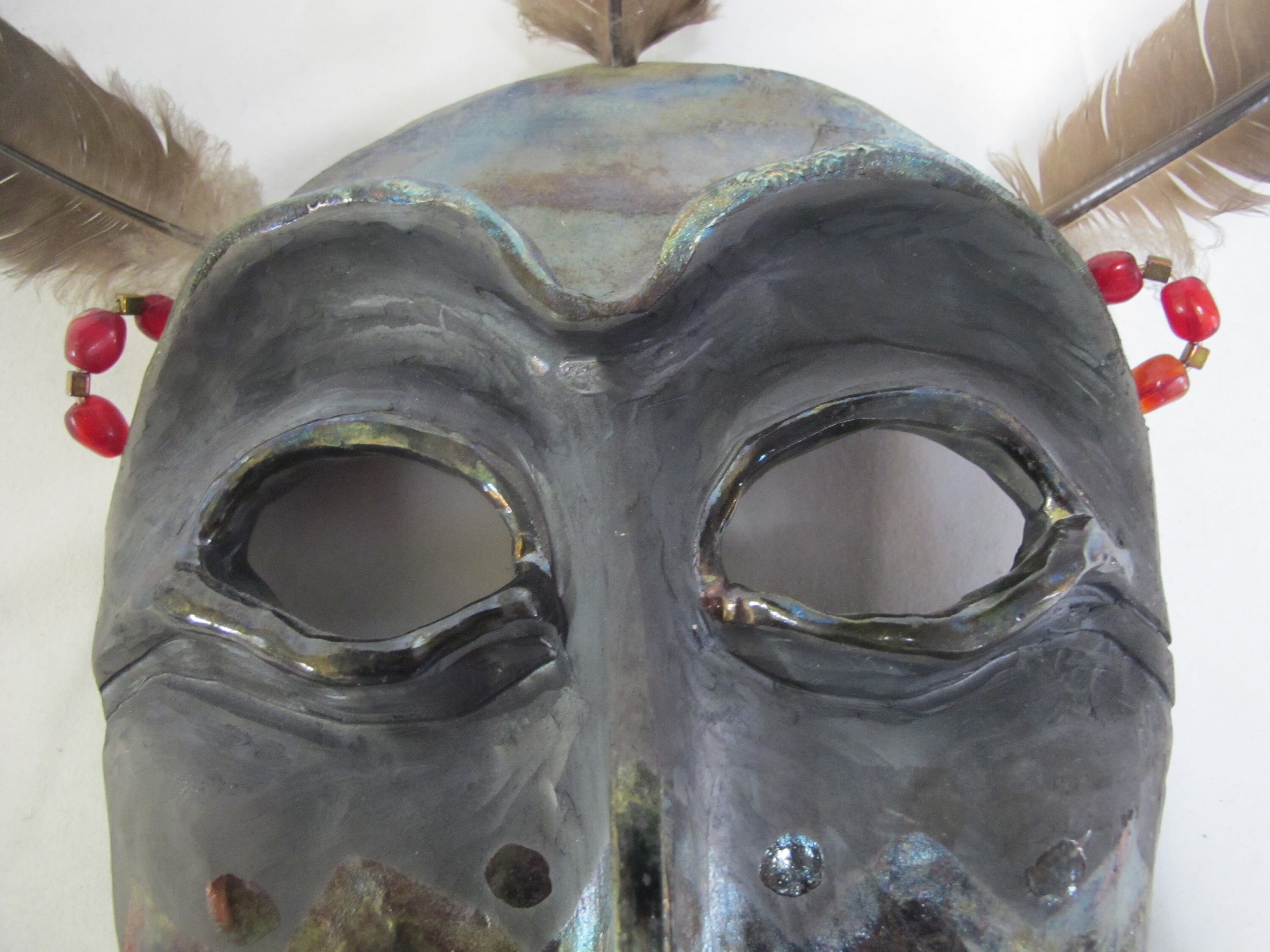 LILLIAN PITT Pacific NW Native Raku Feather Pottery Dark Moon Stick ...