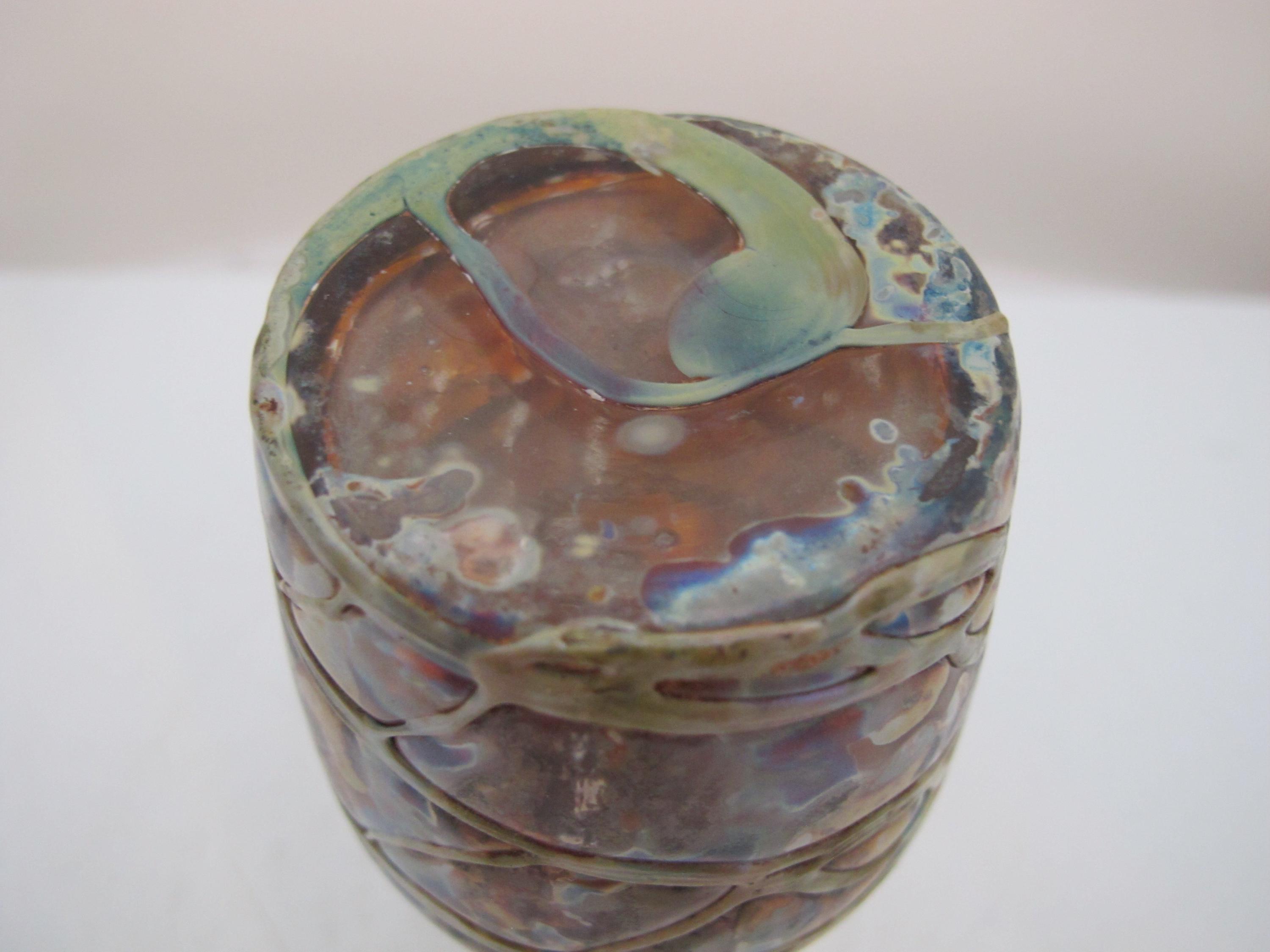 Attributed to JOSEF KNIZEK Boudnik Pandora Art Glass 6 1/4" BOHEMIAN ...