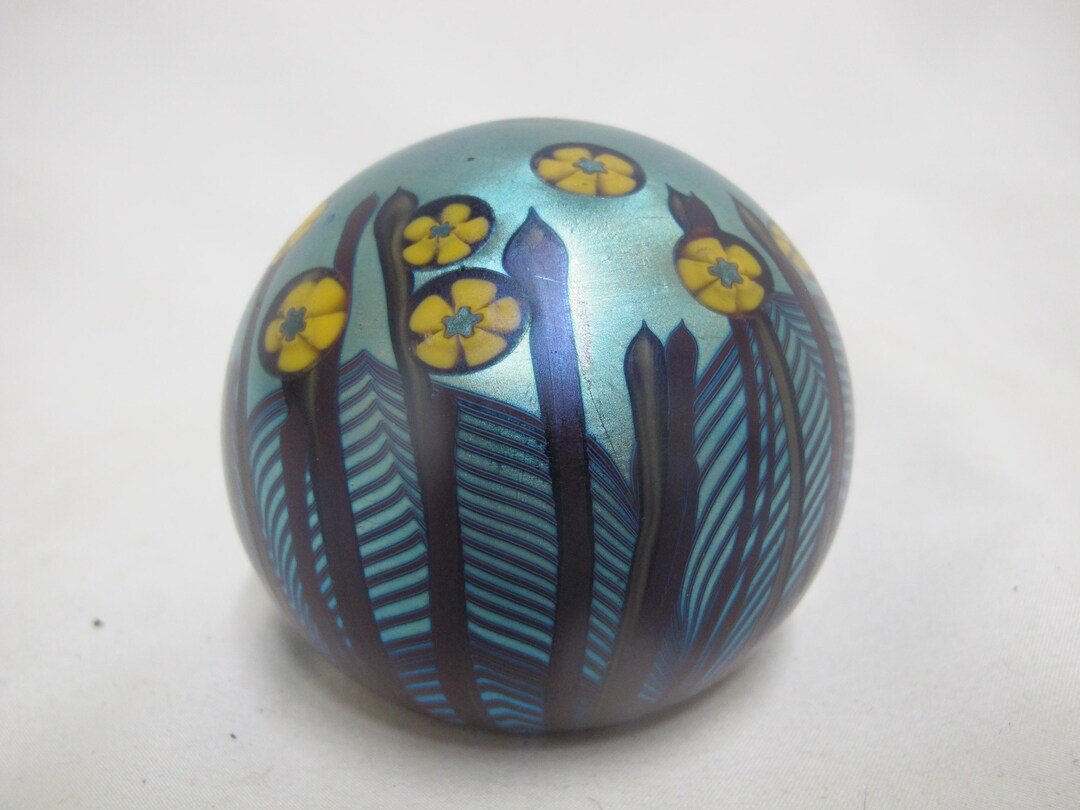 ORIENT & FLUME Iridescent Feather FLOWER Dragonfly Art Glass ...