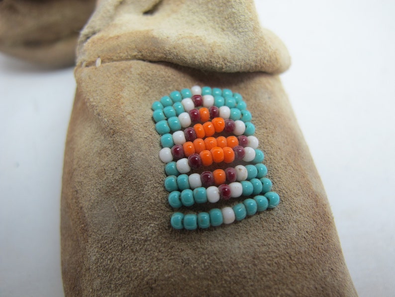NATIVE American SW Pueblo BEADED Hide Baby Moccasins Shoes Carl Moon ...