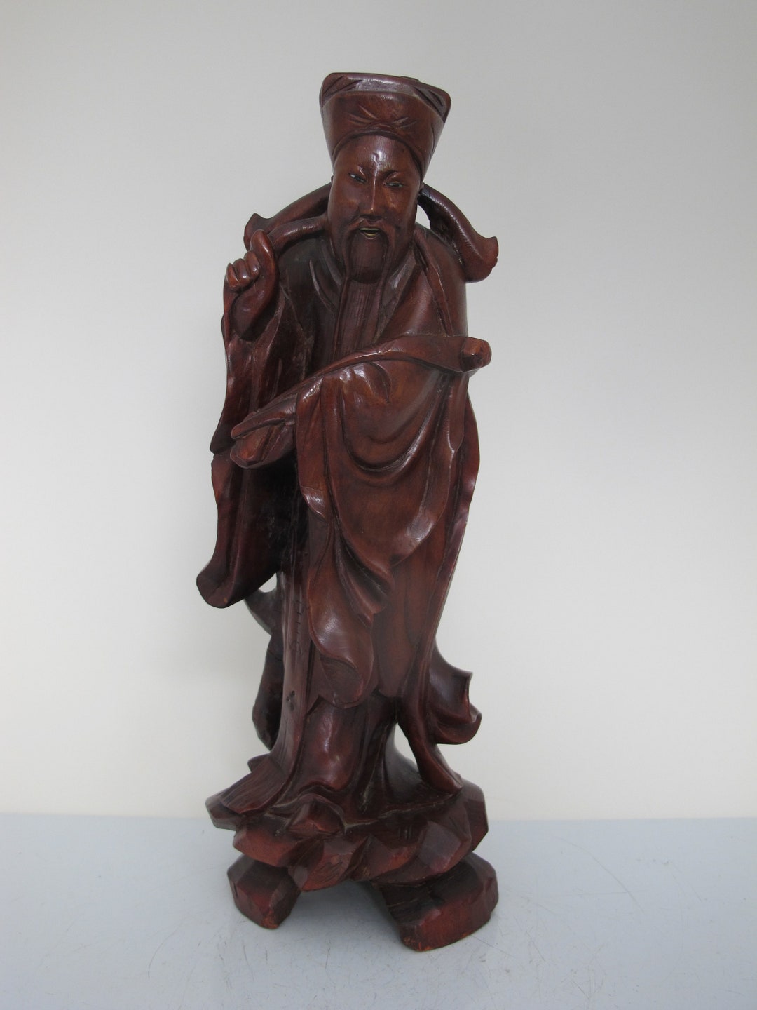 CHINESE Carved Wood WISEMAN or Deity 12" Tall Statue - Etsy