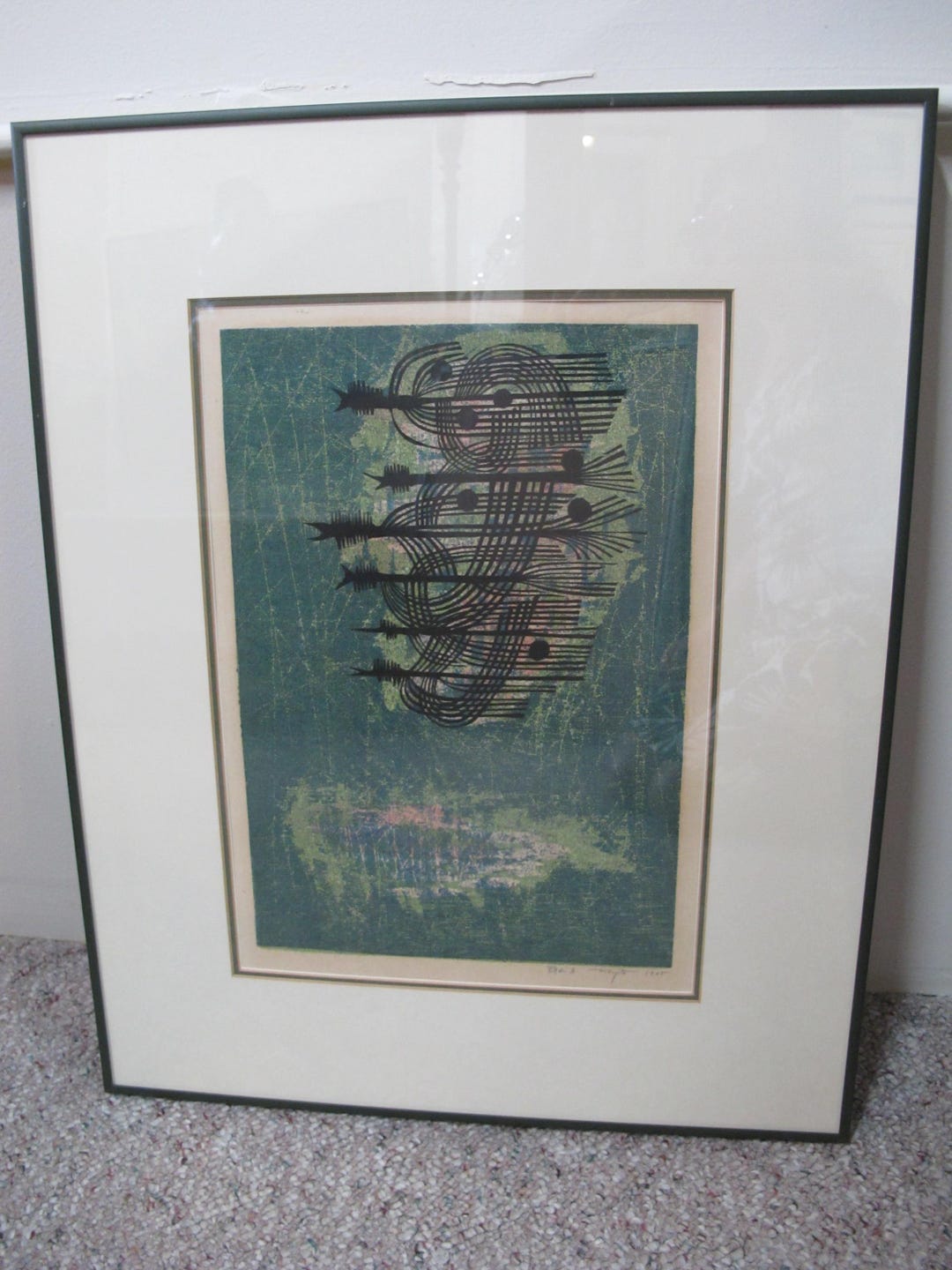 FUMIO FUJITA Japanese Signed Artist Proof Abstract Woodblock Print ...