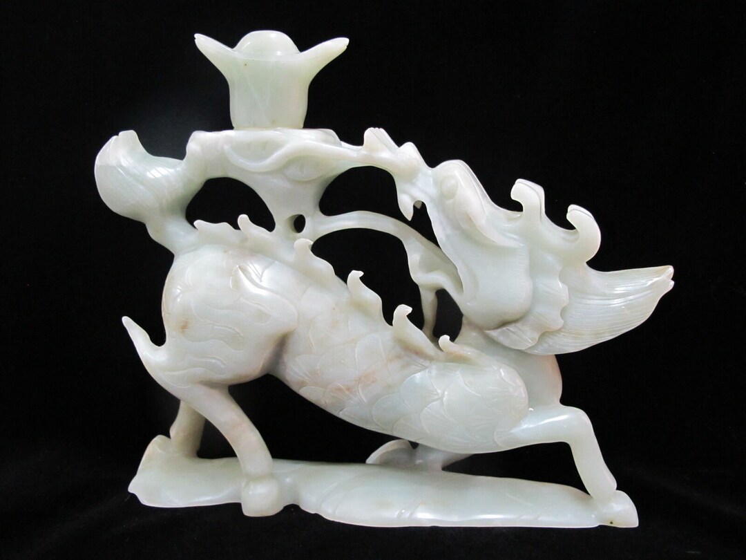 CHINESE Carved Green DRAGON Soapstone Sculpture Figurine - Etsy
