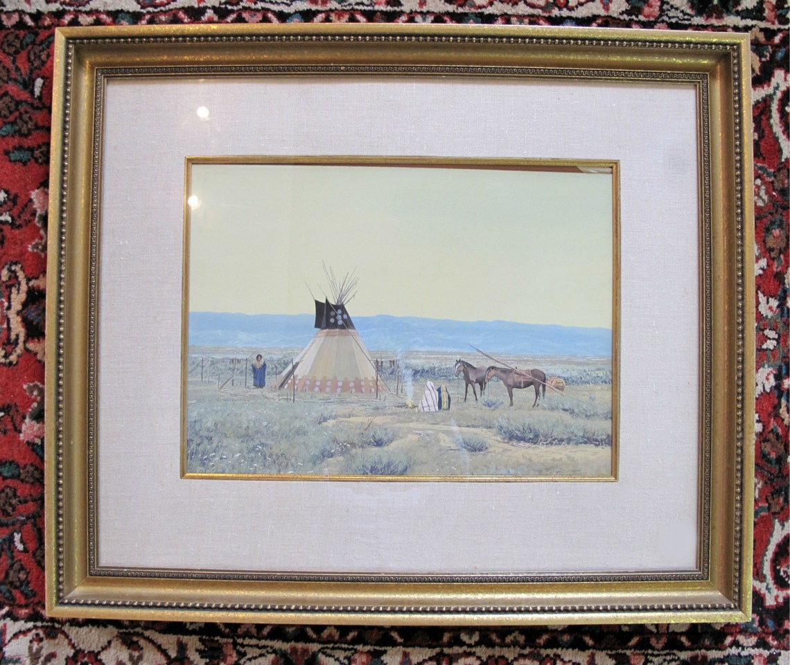 Painted Teepee Native American Art Gouache Watercolor Painting by John ...