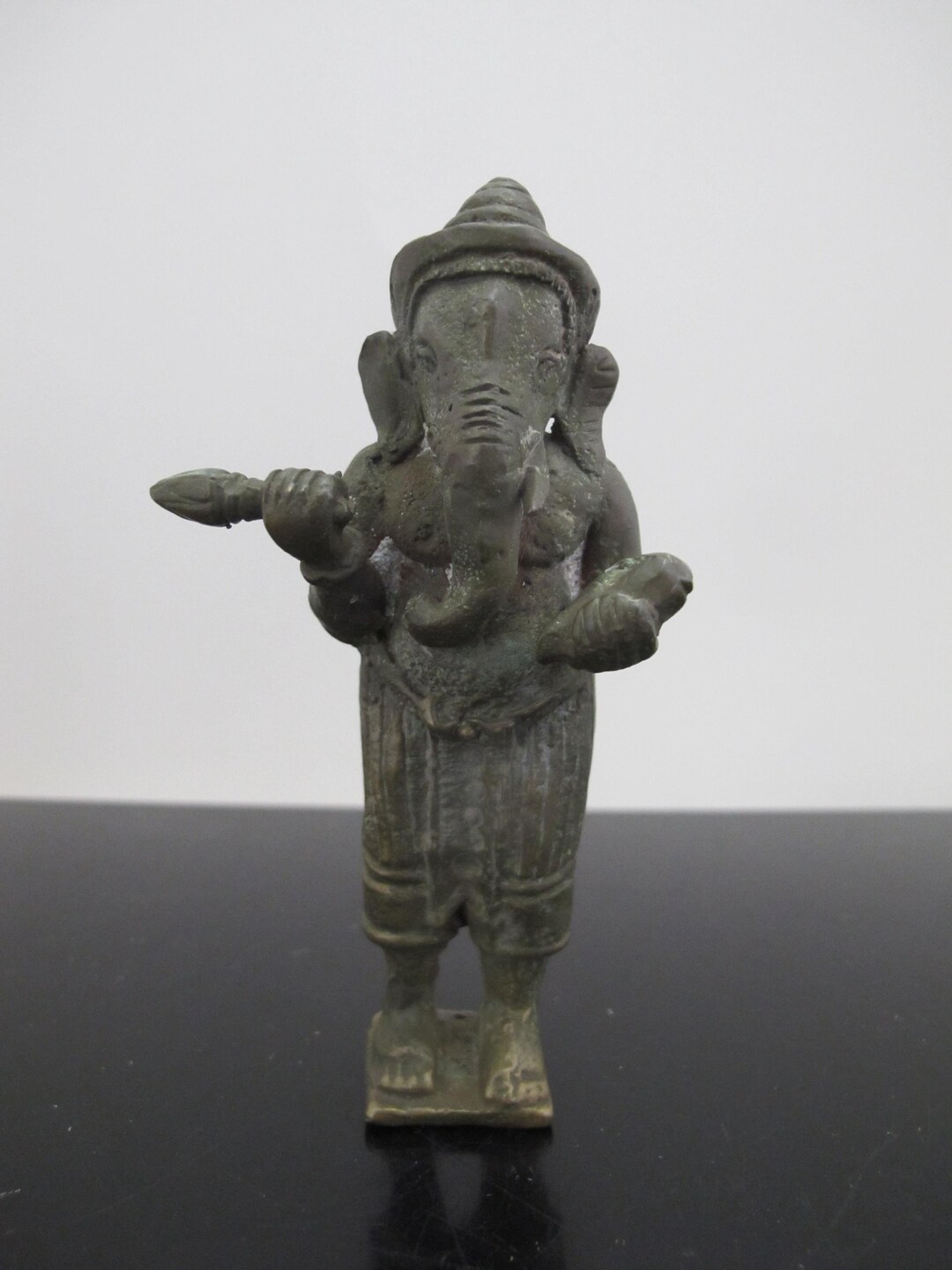 THAI Bronze Deity Lord GANESHA Standing Holding Objects Sculpture ...