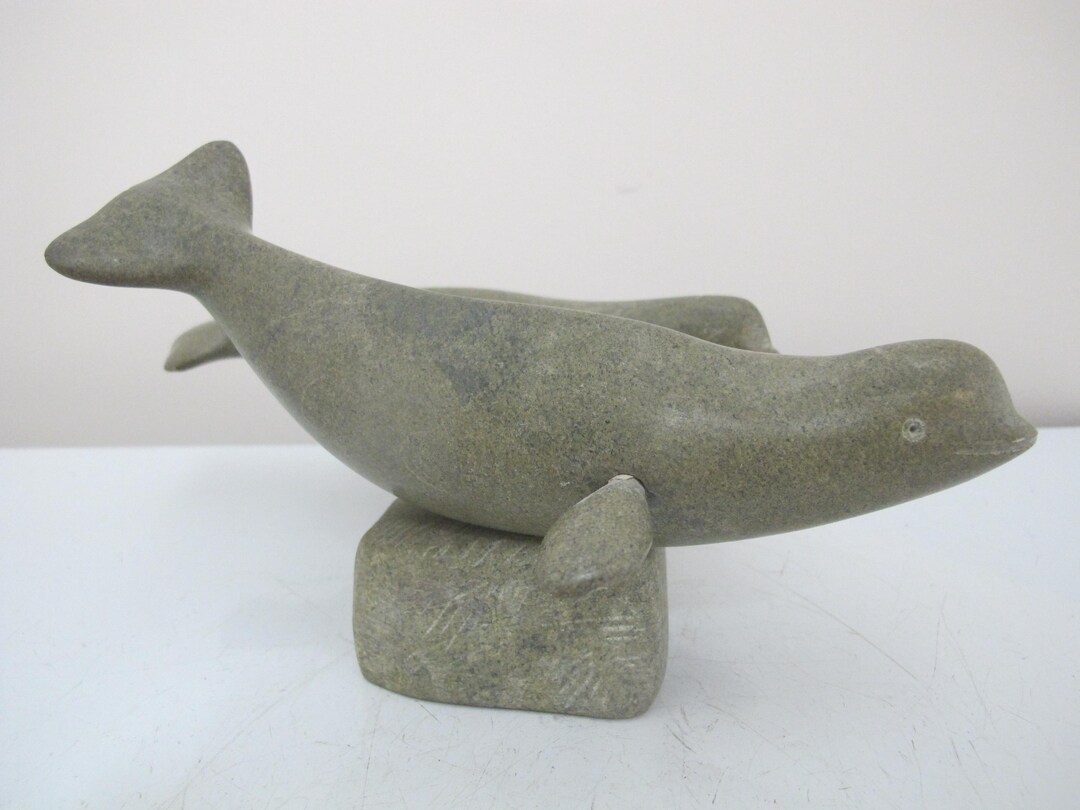 Canadian Inuit BELUGA WHALE Pair on Base Carved Soapstone Sculpture - Etsy