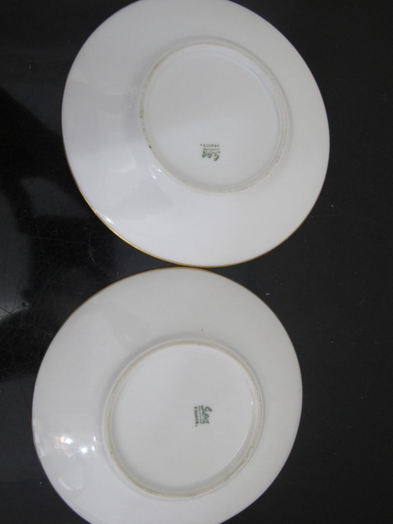 GOA Limoges France Gold Encrusted PORCELAIN 5" Plate or Saucer Pair - Etsy
