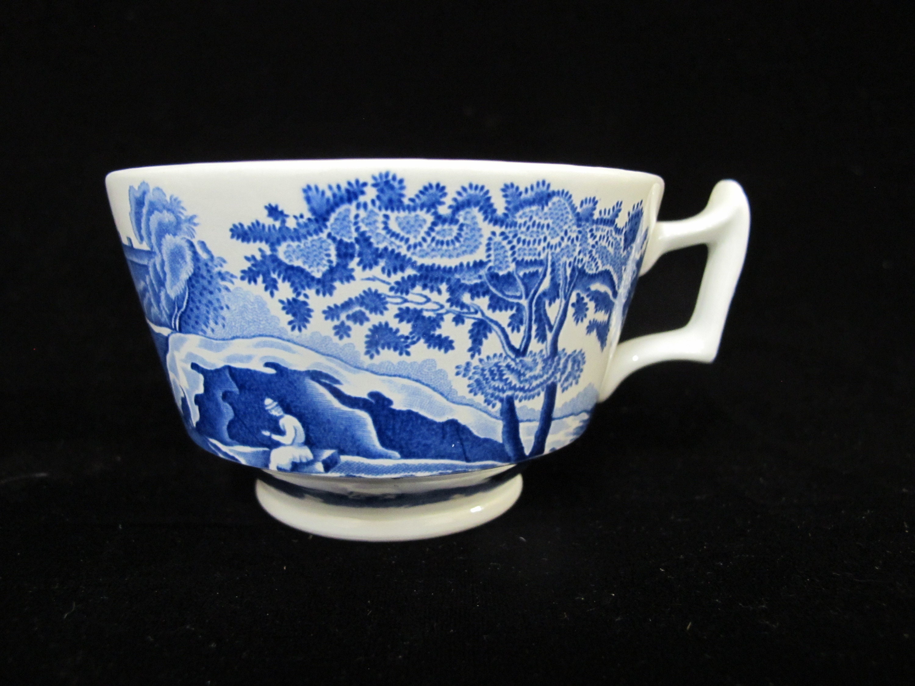 SPODE England C1816 Cobalt Blue Hand Painted ITALIAN Tea Coffee Cup Set ...