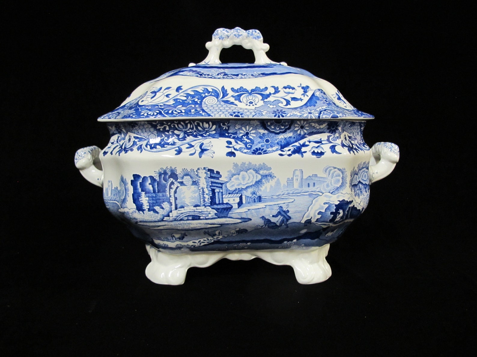 SPODE England C1816 Cobalt Blue Hand Painted ITALIAN Large 13 Soup ...