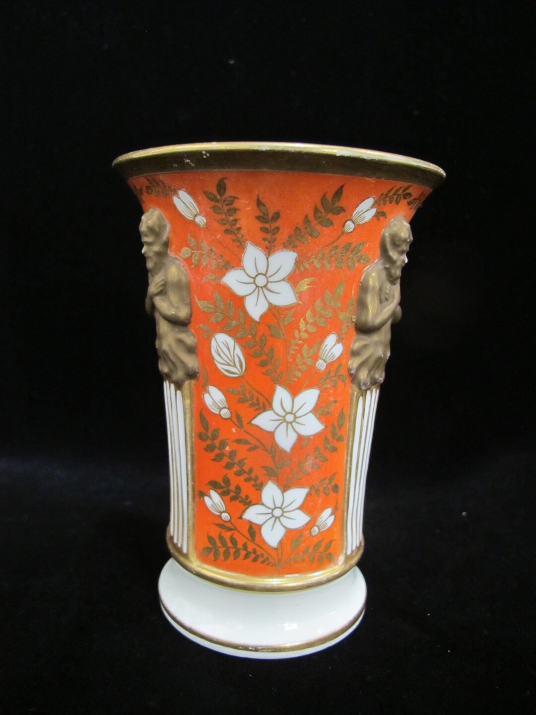 Antique Attributed to SPODE Porcelain Red Gilt Flower 5 Tall PAN Vase ...