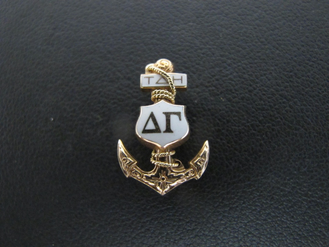 Vintage 10k Gold Enamel DELTA GAMMA Anchor & Shield Sorority Brooch Pin - Etsy