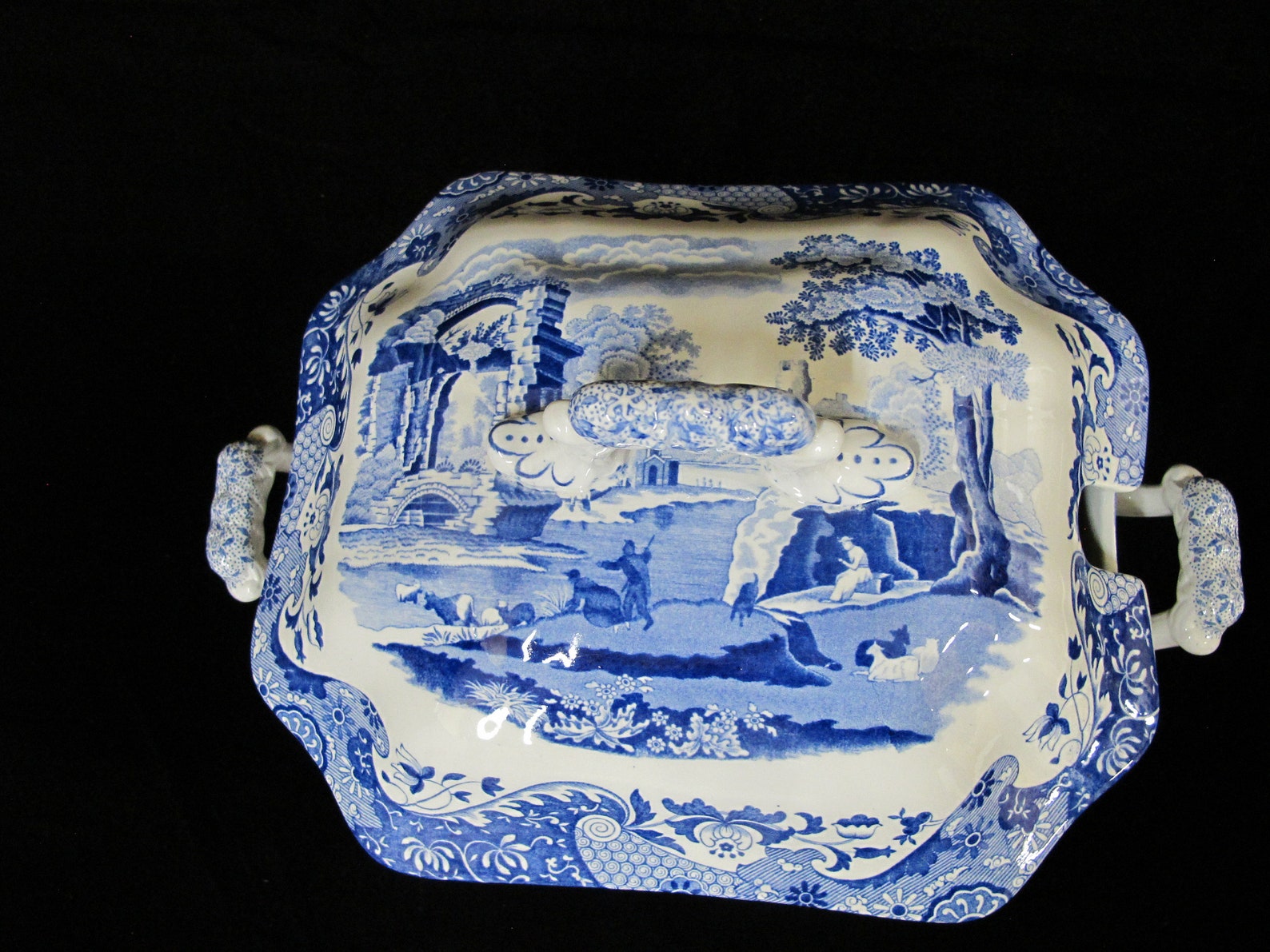 SPODE England C1816 Cobalt Blue Hand Painted ITALIAN Large 13 Soup ...