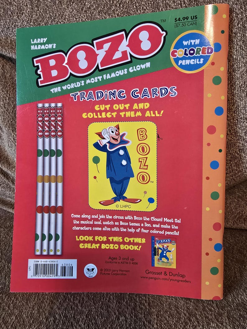 Vintage Bozo Coloring and Activity Book - Etsy