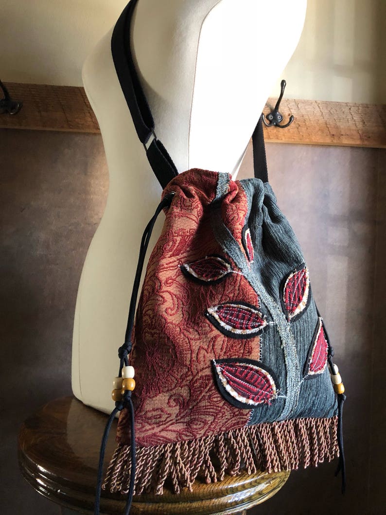 DRAWSTRING BAG Crossbody Appliqued Bag Repurposed Cinch - Etsy