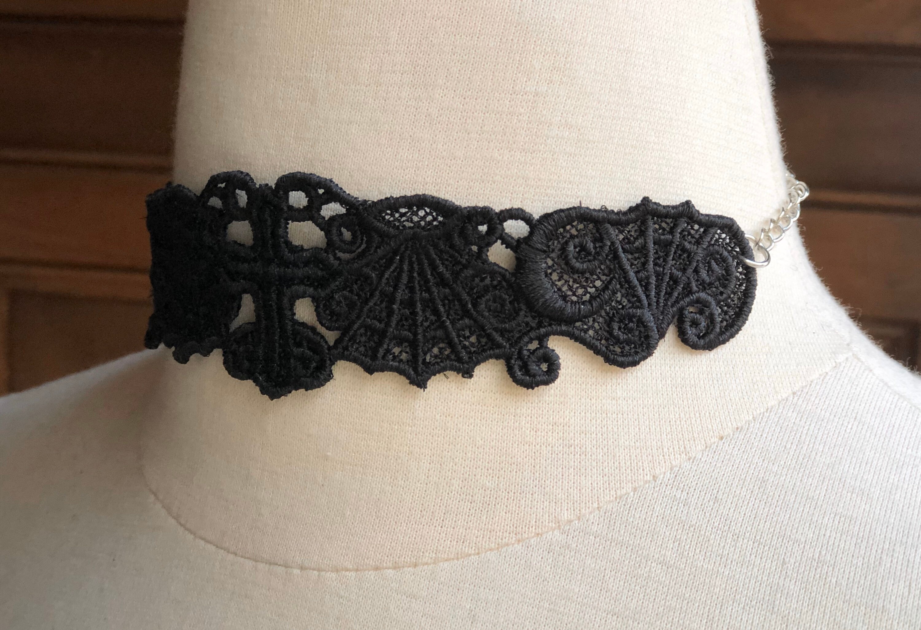 LACE CHOKER Embroidered Free Standing Lace Jewelry Gothic - Etsy
