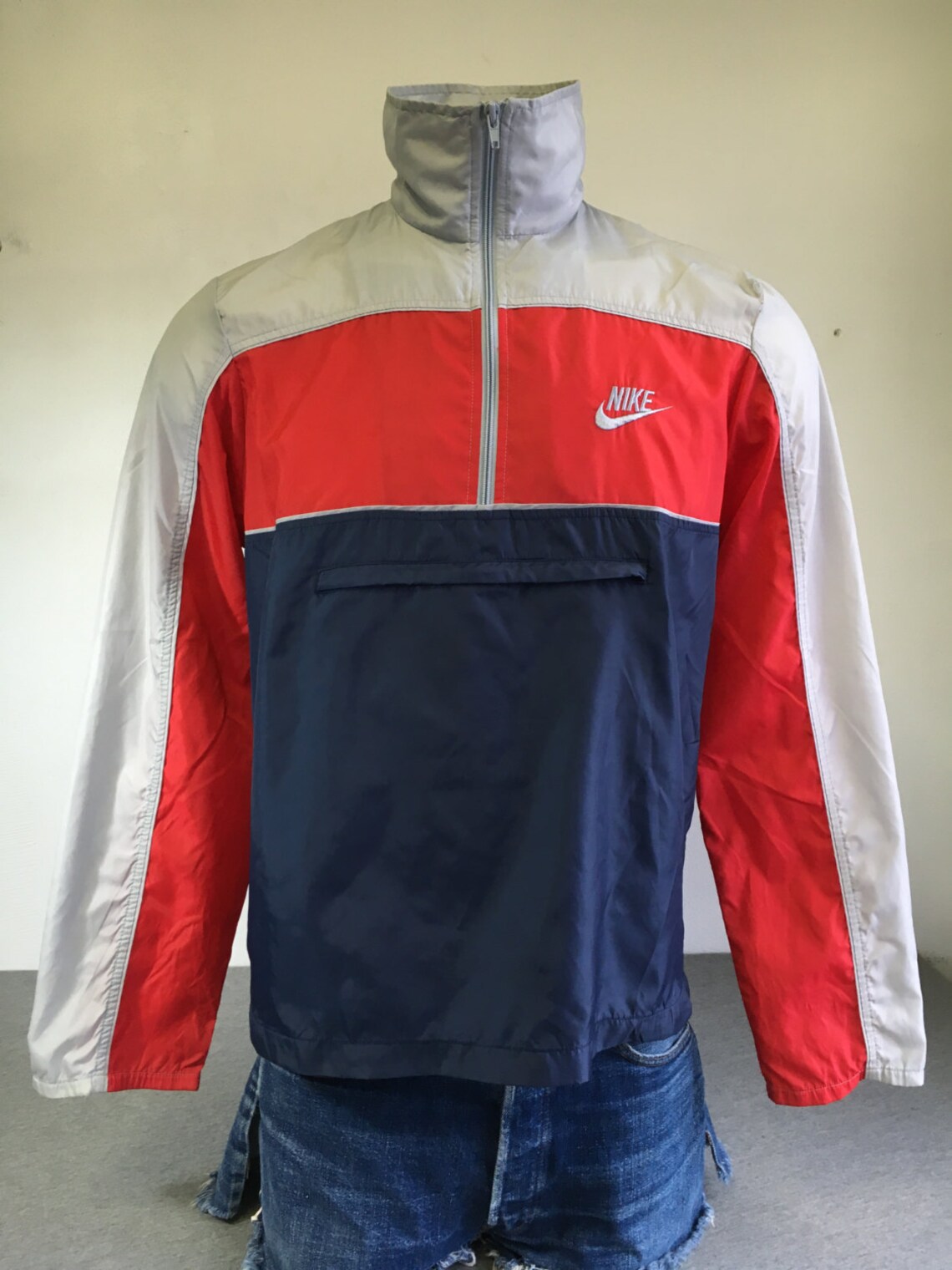 NIKE WINDBREAKER Jacket 80's Vintage/ Blue Tag Pull Over Half Zip ...