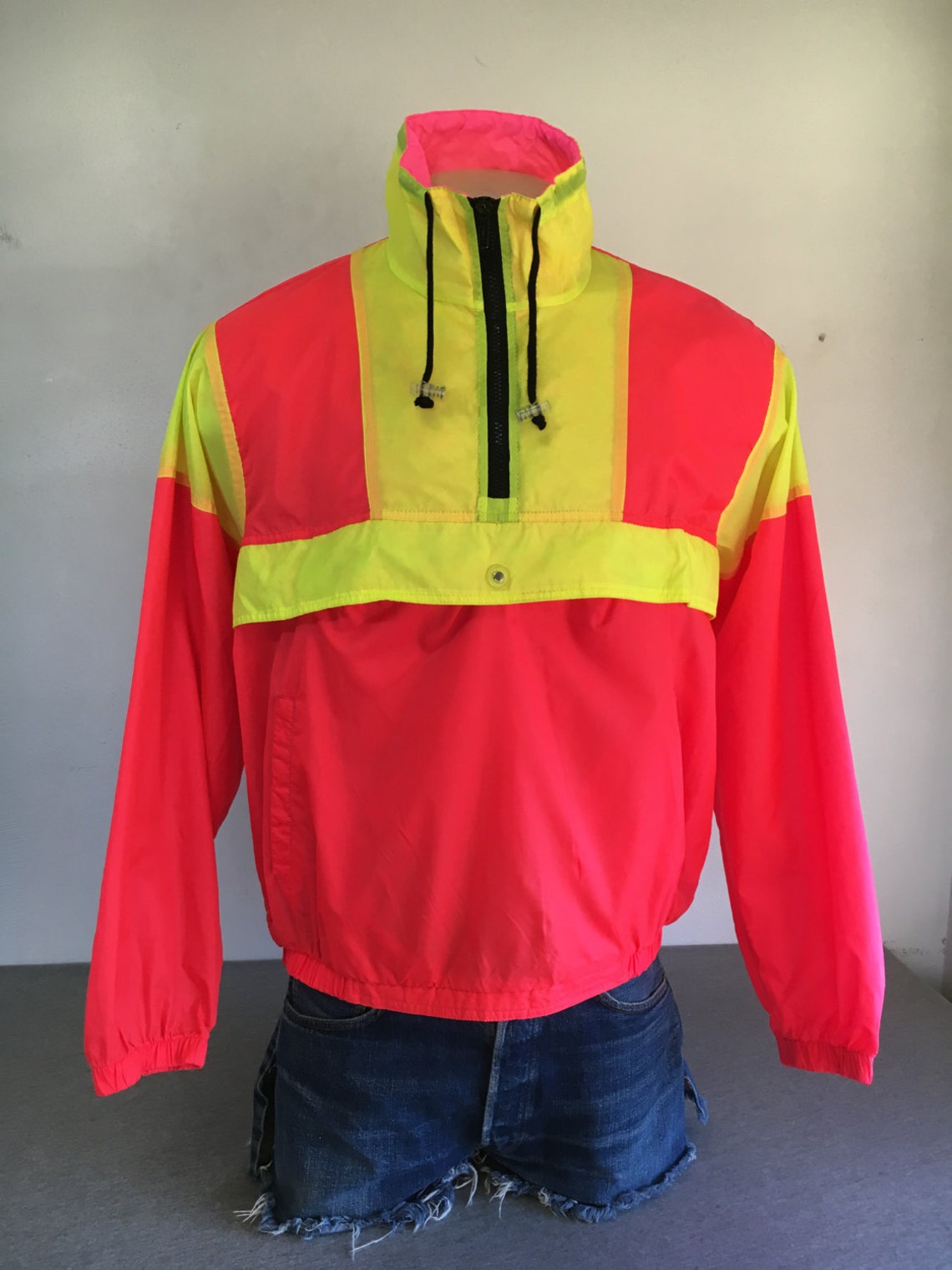 OCEAN PACIFIC Jacket 80s Vintage/ OP Windbreaker Neon Pink Orange ...