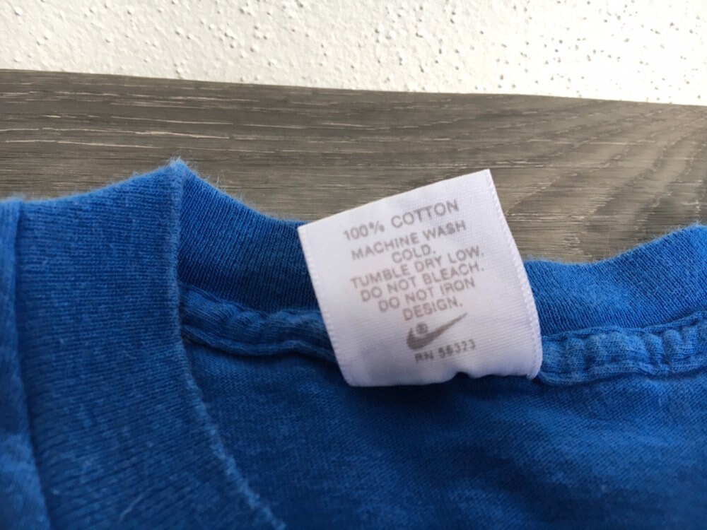 Nike Shirt 90s Vintage Grey Tag Shadow Block Letters Logo Blue Single ...
