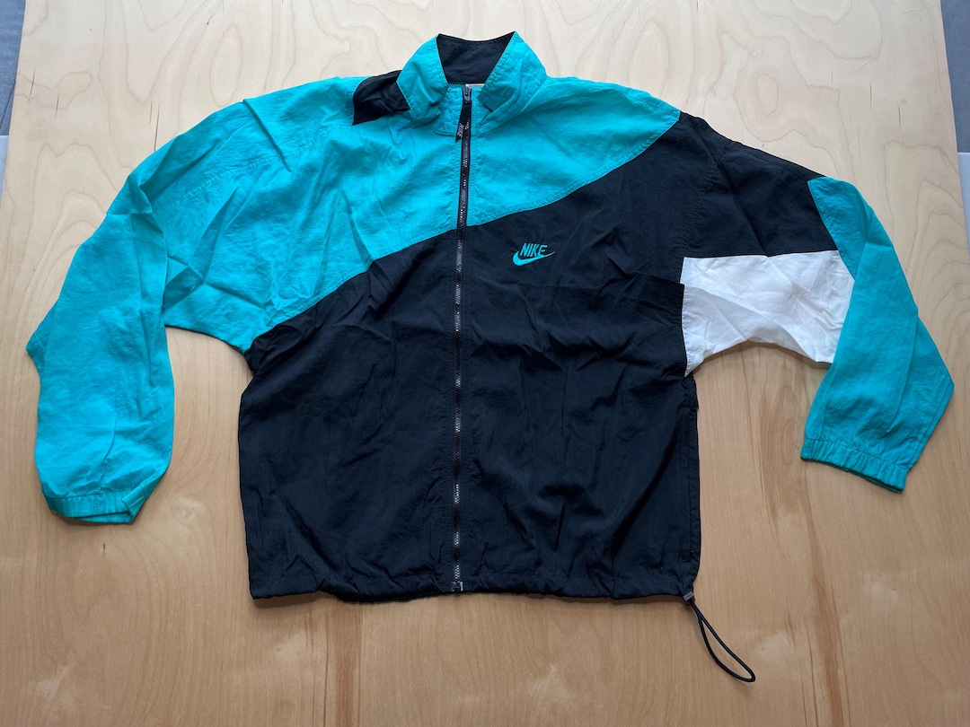 Nike Track Jacket Geometric Vintage 90s Color Block Green Black White ...