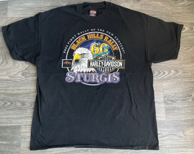 Harley Davidson Sturgis Motorcycle Rally Shirt 2000 Vintage Black Hills ...