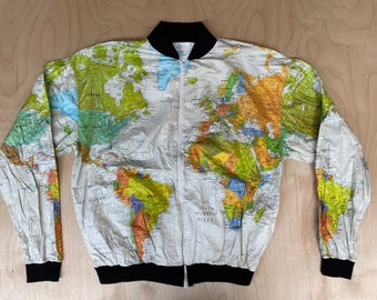 World Map Jacket - Etsy UK