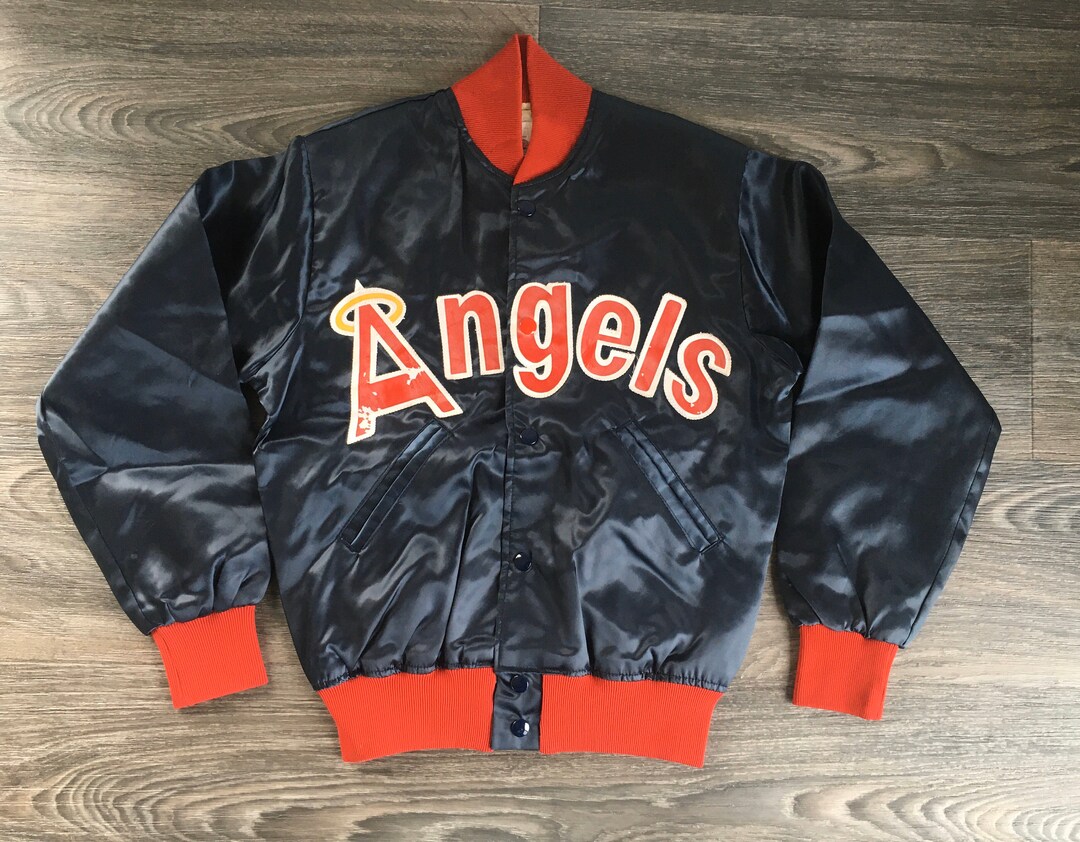 LA Angels Satin Jacket 80's Vintage Shiny Sewn Patch Los Angeles ...