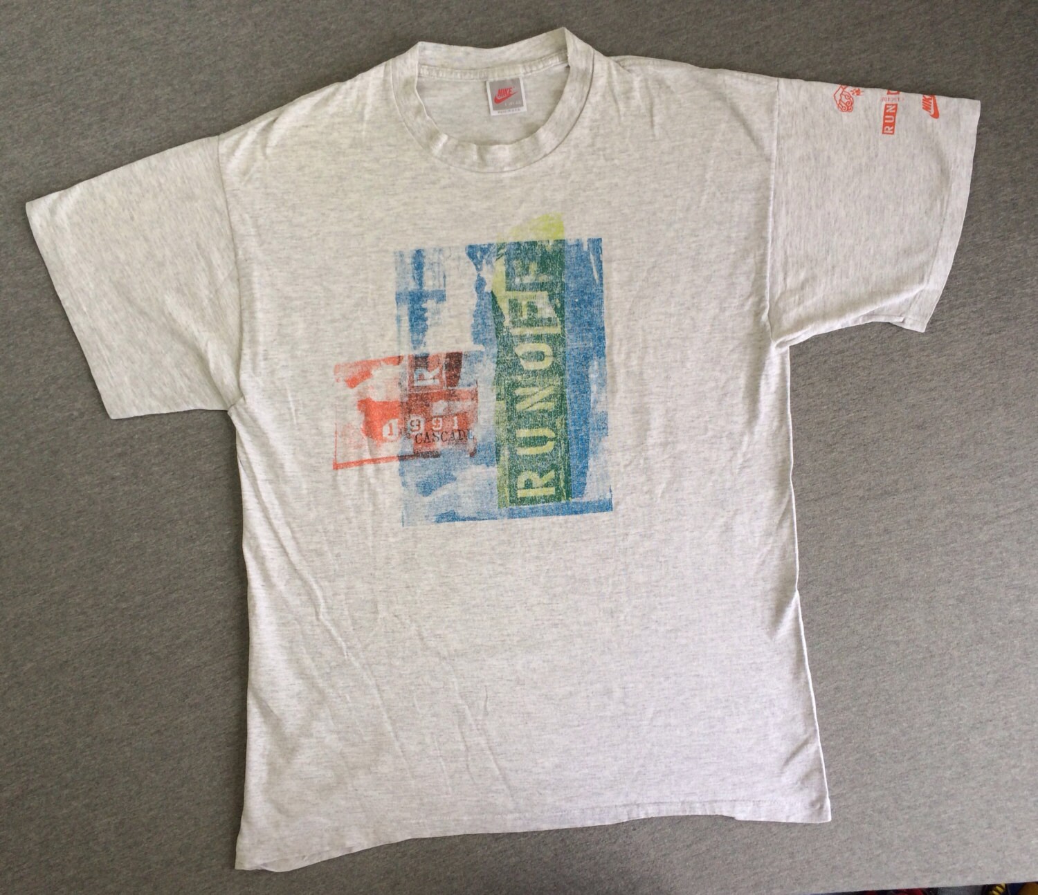 NIKE Shirt 1991 Vintage Original/ CASCADE Run Off Grey Tag | Etsy