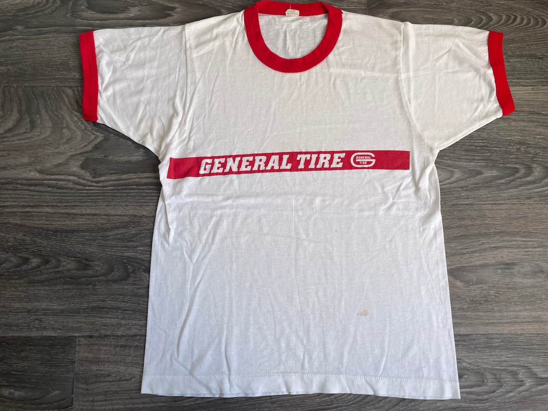 General Tire Shirt 80s Vintage Ringer Logo Ad Promo Tshirt USA Screen ...