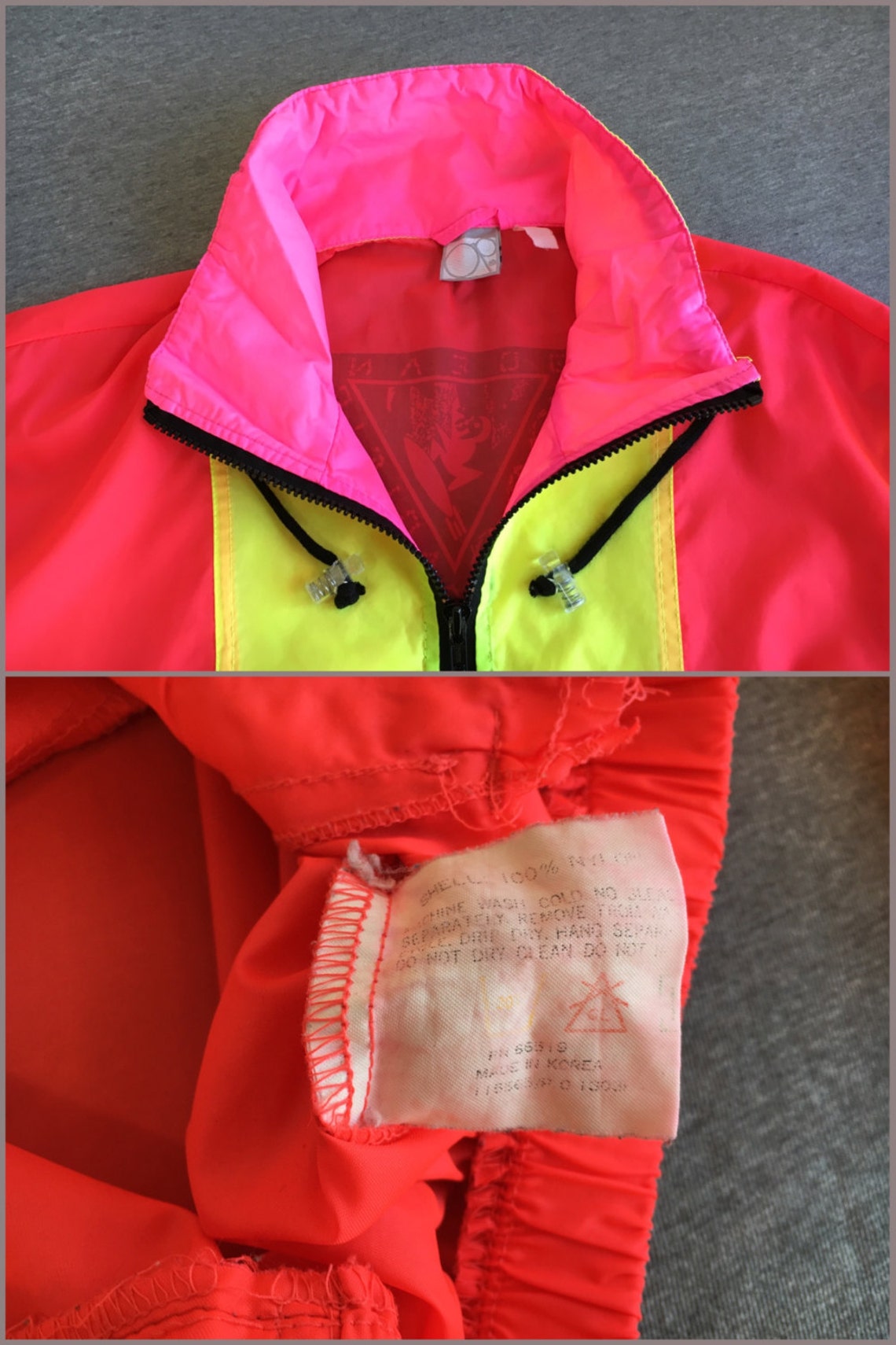 OCEAN PACIFIC Jacket 80s Vintage/ OP Windbreaker Neon Pink Orange ...