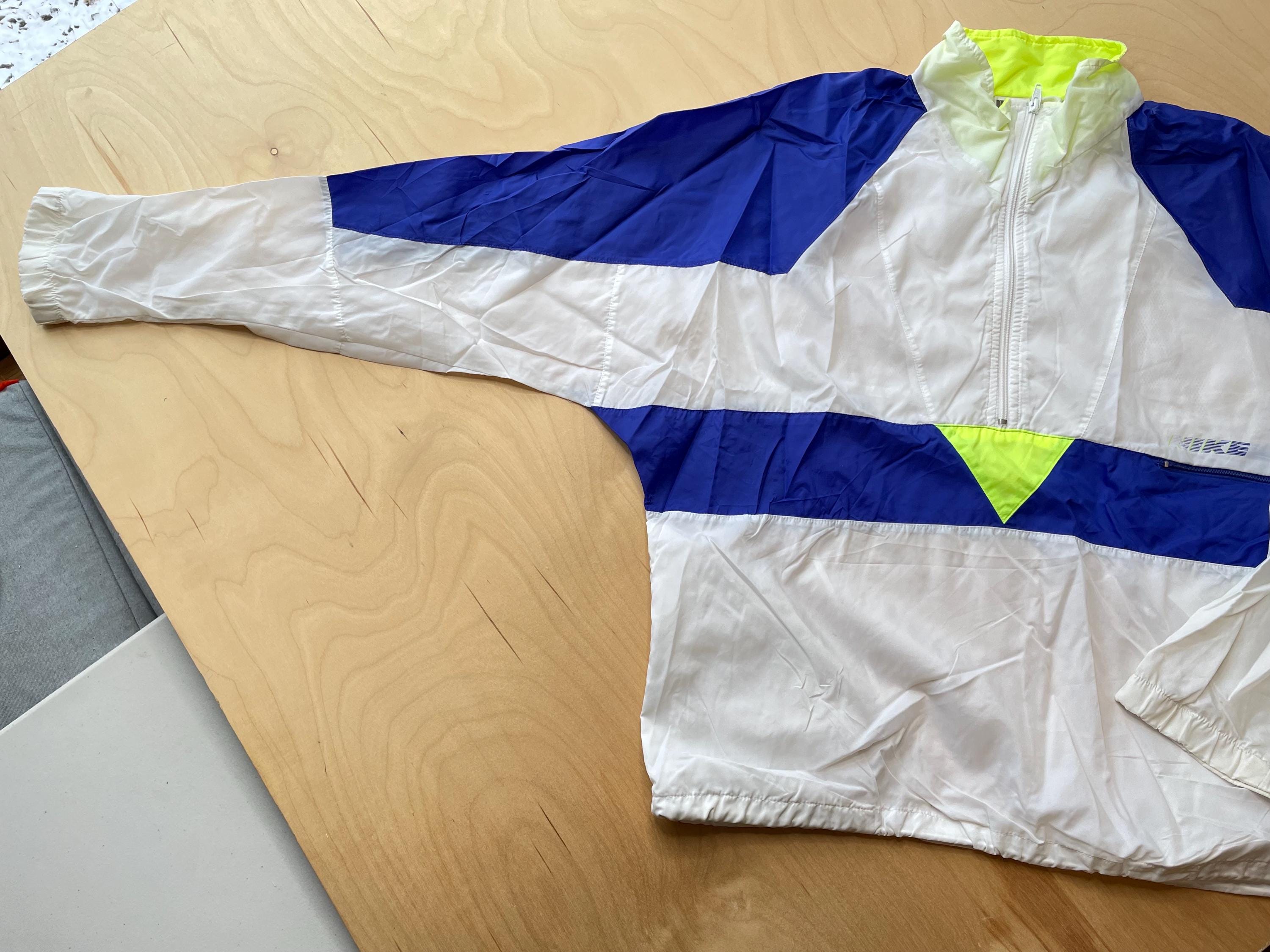 Nike Track Jacket 90s Vintage Color Block Blue Green White Geometric 1/ ...