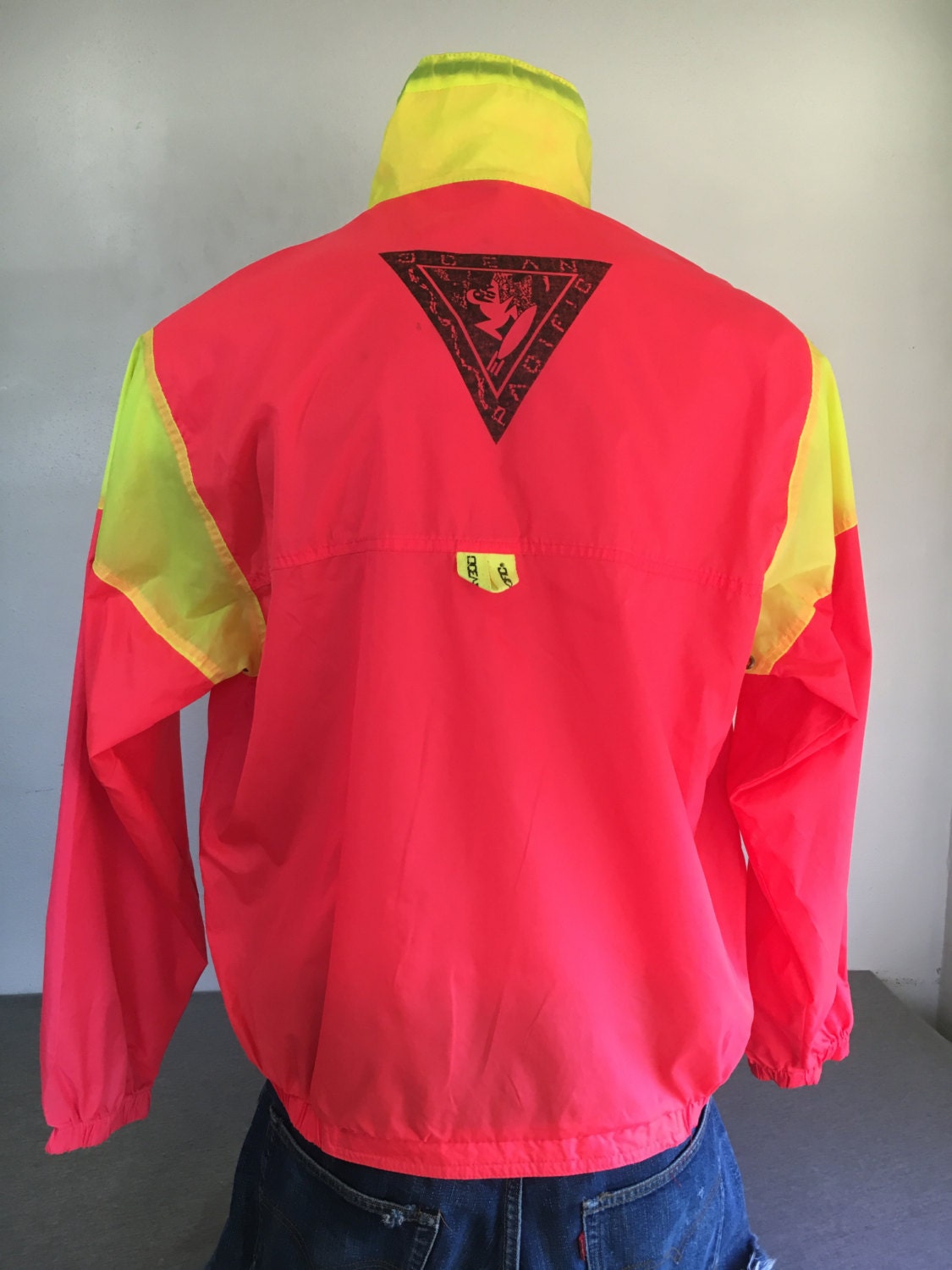 OCEAN PACIFIC Jacket 80s Vintage/ OP Windbreaker Neon Pink Orange ...