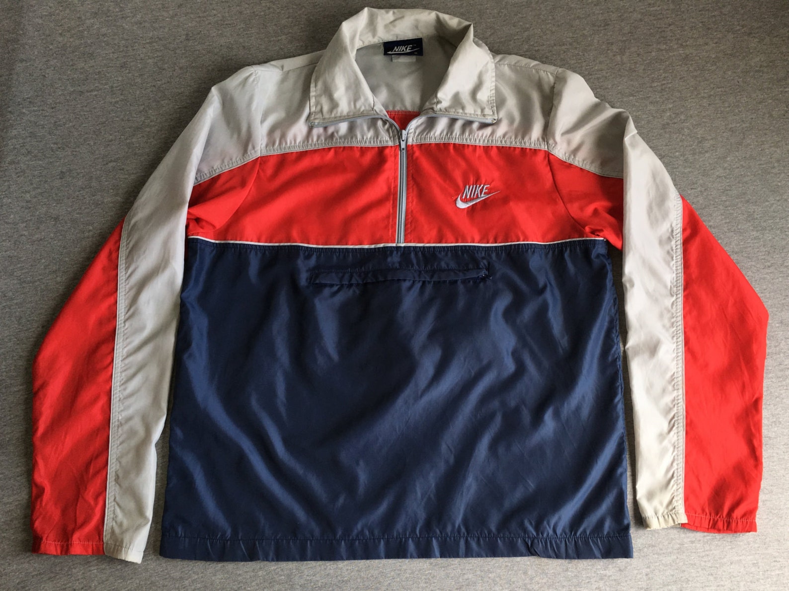 NIKE WINDBREAKER Jacket 80's Vintage/ Blue Tag Pull Over Half Zip ...