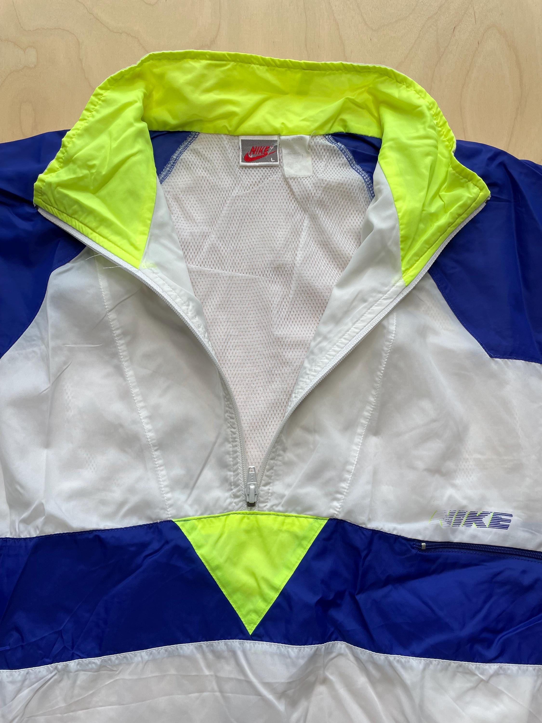 Nike Track Jacket 90s Vintage Color Block Blue Green White Geometric 1/ ...
