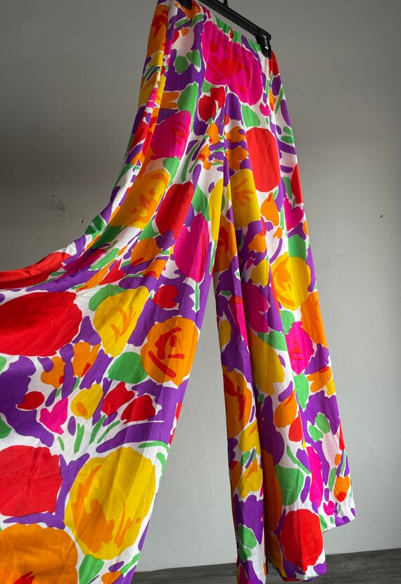 Vintage 70's Miss Elaine Pants Floral Vibrant Colorfu… - Gem