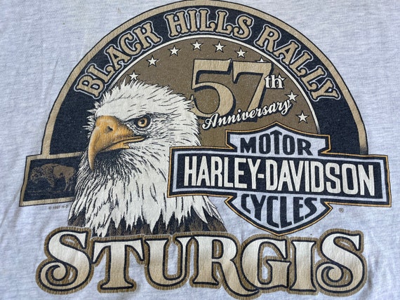 Harley Davidson Sturgis Motorcycle Rally Shirt 1995 V… - Gem