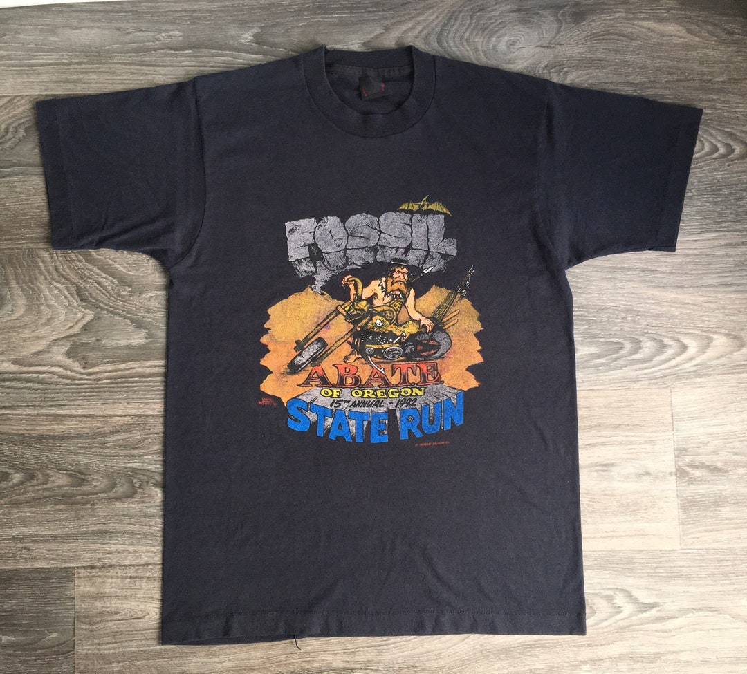 Abate of Oregon 1992 Shirt FOSSIL Motorcycle Biker State Run Tshirt ...