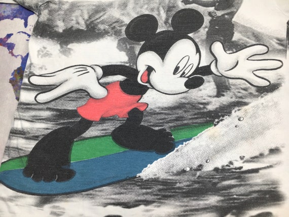 Disney Mickey Surfer Shirt mega print 80's Vintage Pr… - Gem