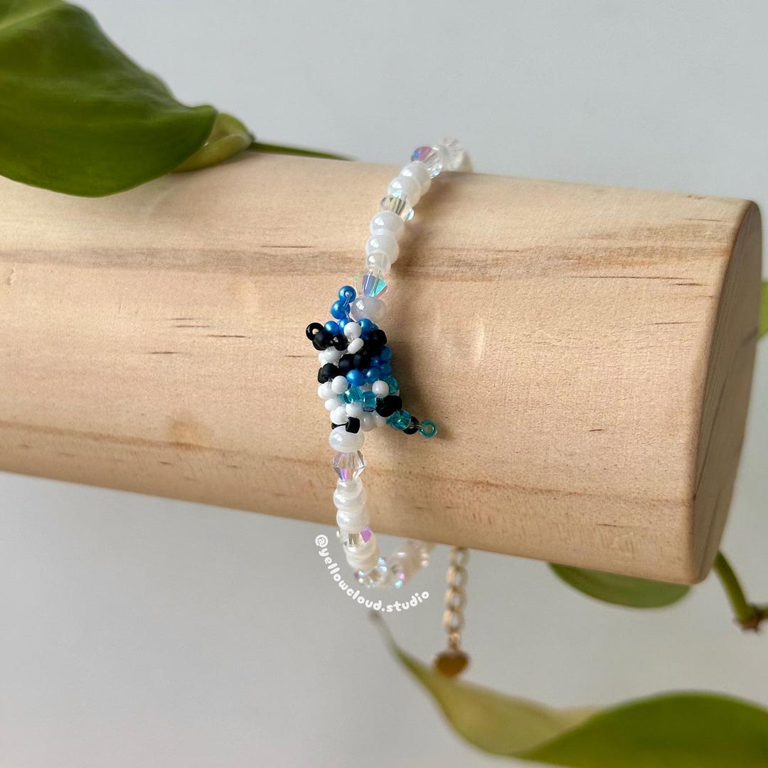 Blue Jay Bracelet • Cute Hand Beaded Bird Jewelry • Gifts for Bird ...