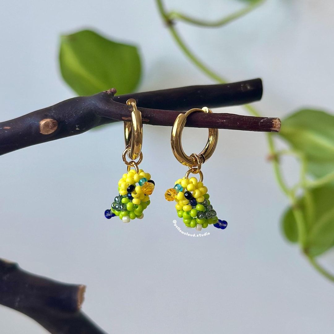 Budgie Parakeet Earrings • Little Beaded Birds • Cute Handmade Jewelry ...