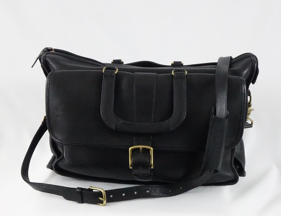 Vintage Coach Bag Harrison Briefcase Black Leather Messenger Laptop Bag ...