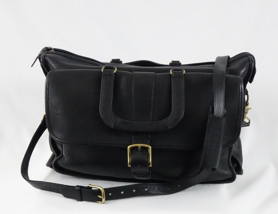 Vintage Coach Bag Harrison Briefcase Black Leather Messenger - Etsy