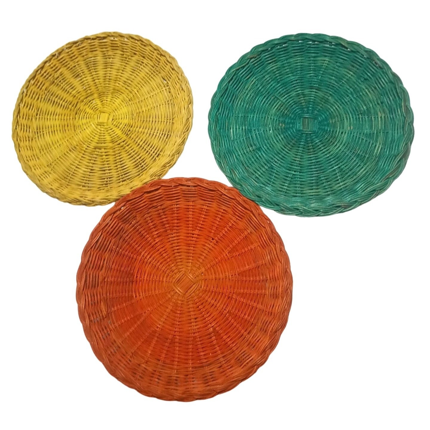 Vintage Wicker Paper Plate Holders Wall Hangings Rattan - Etsy