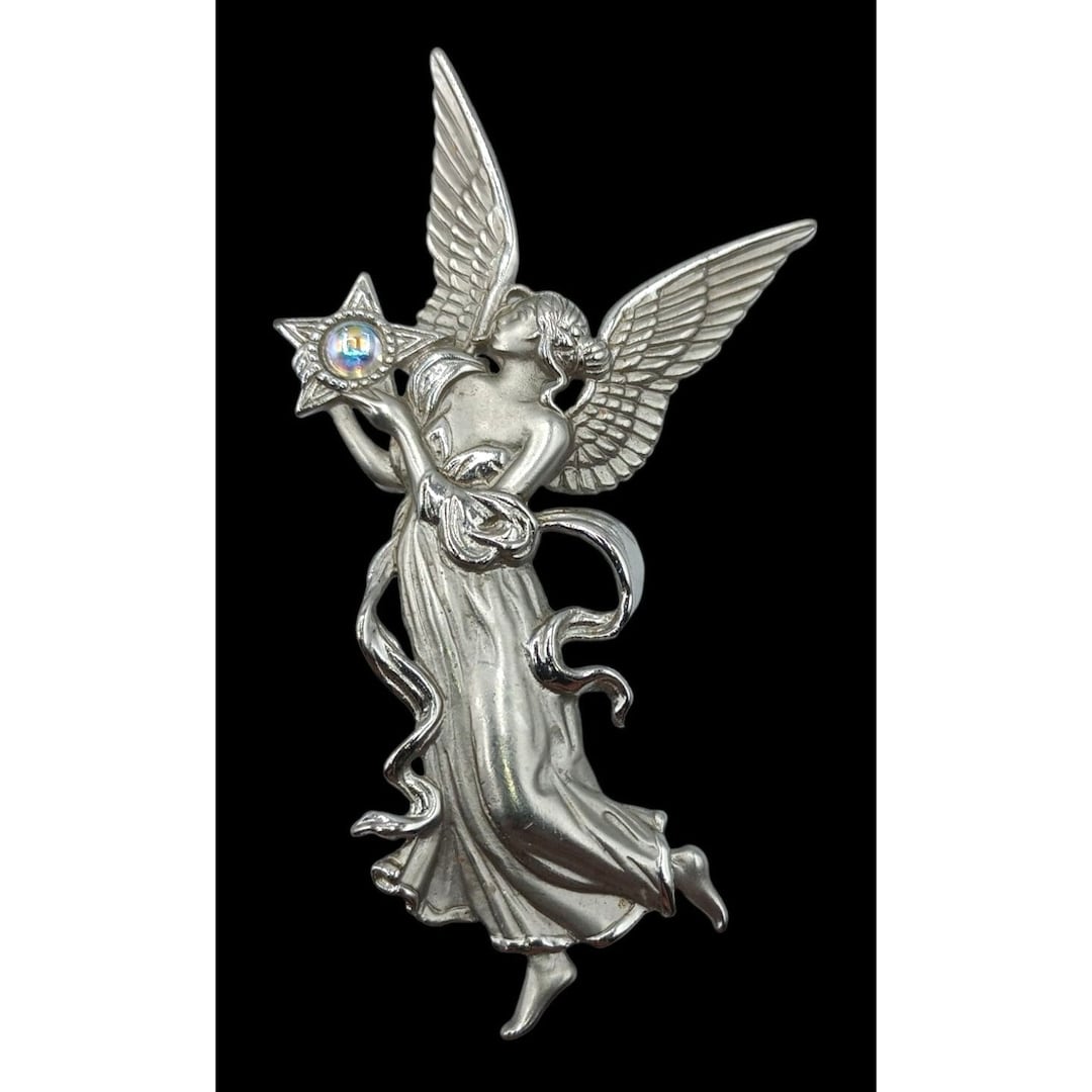Vintage JJ Jonette Angel Brooch With Mystical Star Large - Etsy