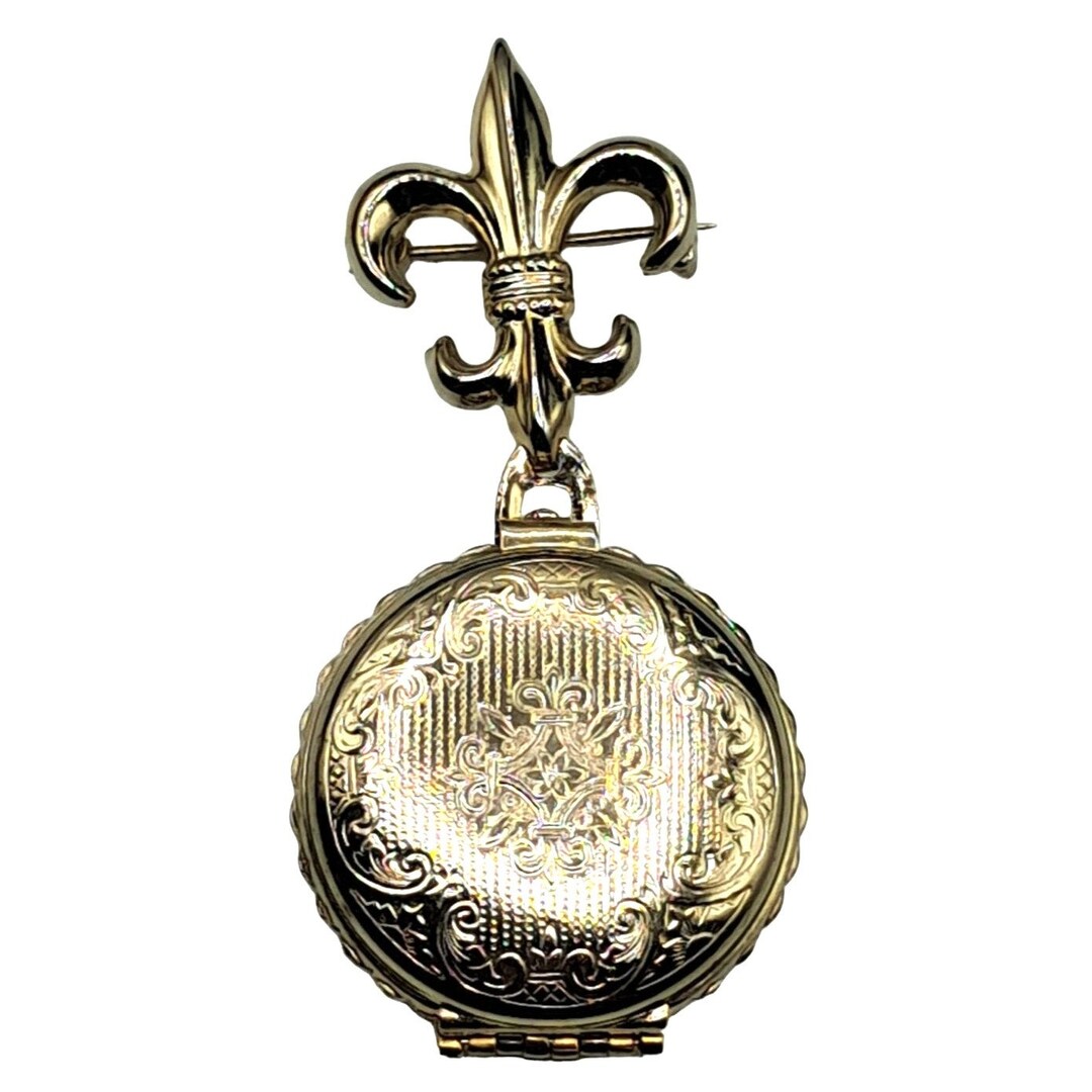 Vintage Coro Photo Locket Brooch Four Picture Frame Fleur De Lis Frame ...
