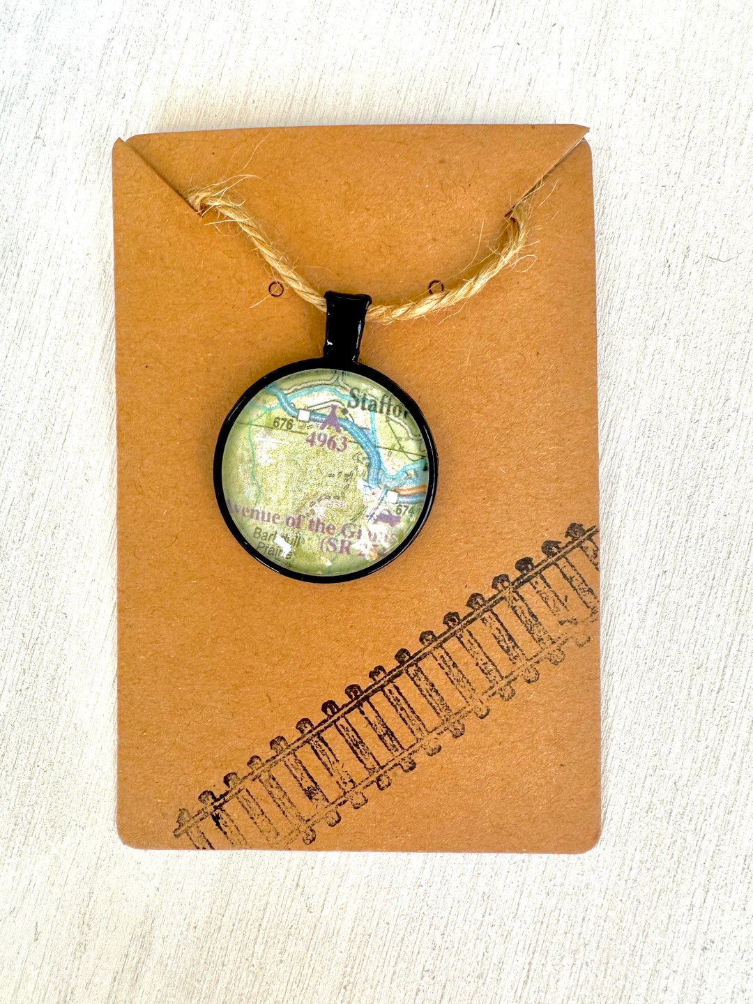 Stafford, California, Avenue of the Giants Pendant - Bezel, Black ...