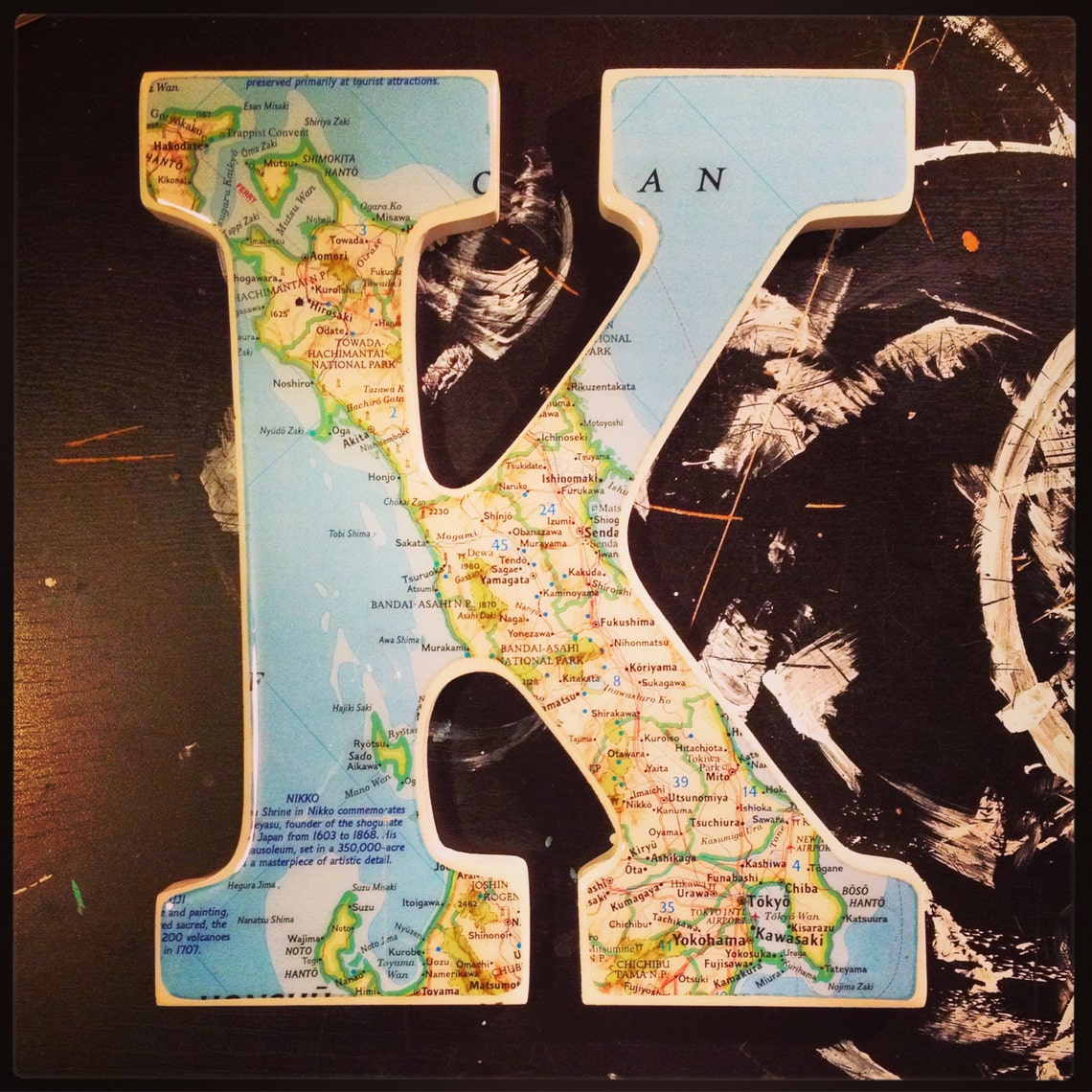 Custom Map Letter Initials Hometown City State Country - Etsy