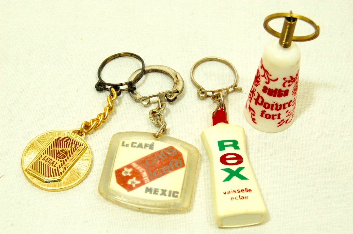 French Vintage Advertising Key Chains Set of 4 REX Legal - Etsy UK