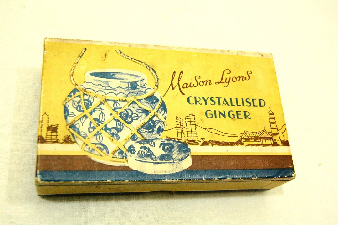 British VINTAGE Maison Lyon's Crystalised Ginger Box Sweets Box ...