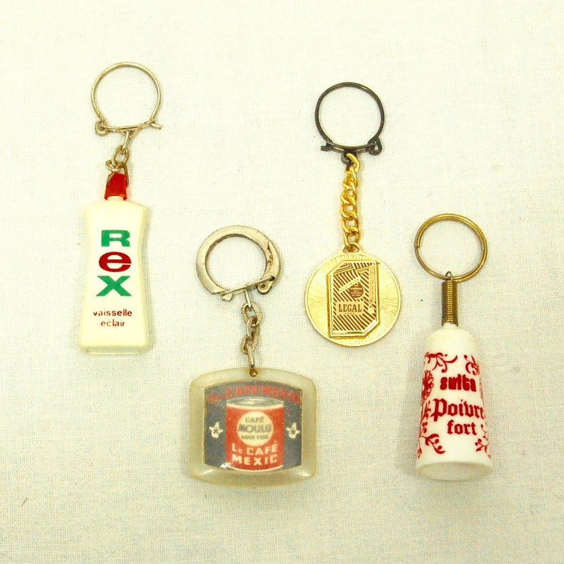 French Vintage Advertising Key Chains Set of 4 REX Legal Cafe Le Cafe ...